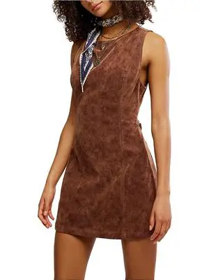Free People Atlas Faux Suede Mini Dress - Chicory Coffee