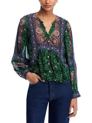 Sea Melba Printed Long Sleeve Top - Green