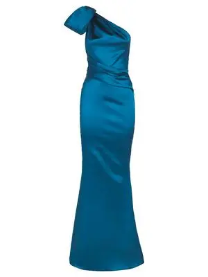 Talbot Runhof Duchesse Satin One-shoulder Gown - Blue