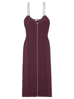 JIL SANDER Ribbed Cotton Midi Dress - Merlot