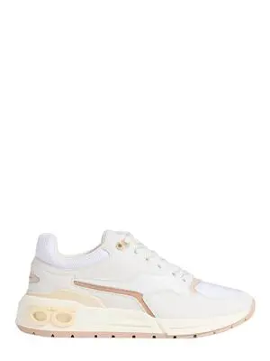 SALVATORE FERRAGAMO Cosma Mesh And Pebbled Leather Sneakers