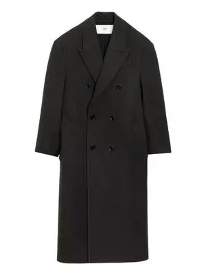 Ami Double-Breasted Wool Coat Grey