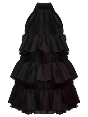 Nina Ricci Halterneck Tiered Mini Dress - Black