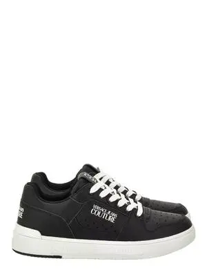 Versace Logo-detailed Leather Sneakers - Black