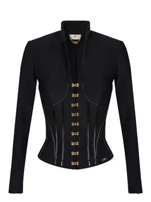 Elisabetta Franchi Corset Detailed Jacket - Black