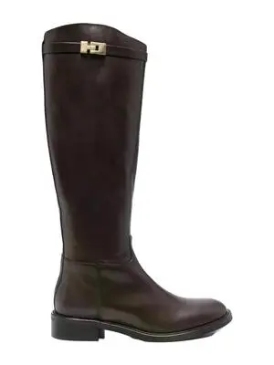 JULIE DEE 30mm Buckle-fastening Leather Boots - Brown