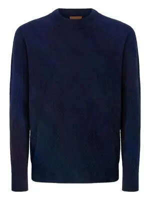 Missoni Herringbone-pattern Crew-neck Sweater - Blue