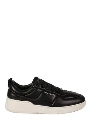 FERRAGAMO Padded Leather Sneakers - Black