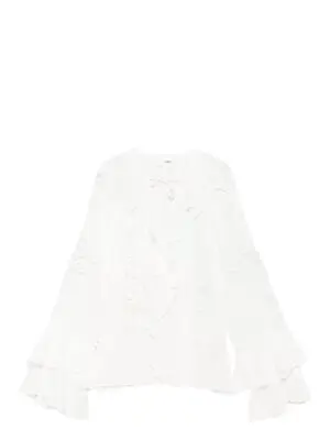 Ba&sh Eyelet-embroidered Ruffle Blouse - Neutrals