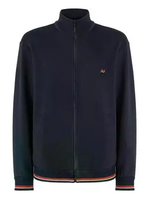 Missoni Zip-up Logo-embroidered Sweater - Blue