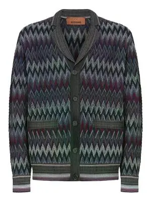 Missoni Chevron-pattern Shawl-collar Cardigan - Grey