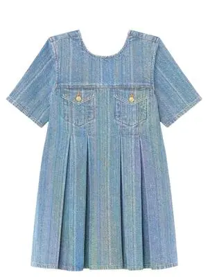 GANNI Pleated Denim Mini Dress