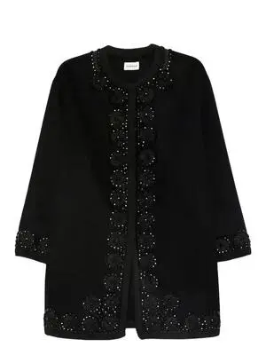 P.A.R.O.S.H Embellished Floral Wool Coat