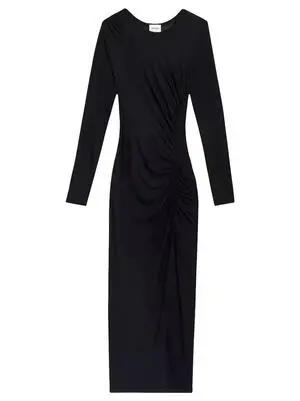 Isabel Marant Side-gathered Long-sleeve Midi Dress - Black