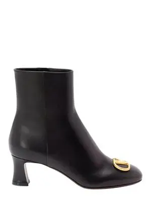 Valentino Garavani 60mm Logo-plaque Leather Boots - Black