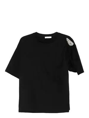 AREA Embellished Puff-sleeve Top - Black