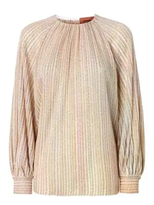 Missoni Striped Blouse With Gathered Neckline - Neutrals