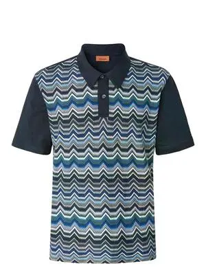 Missoni Wave-pattern Crew-neck Polo Shirt - Black