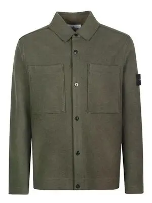Stone Island Patch-pocket Wool Shirt Jacket - Green