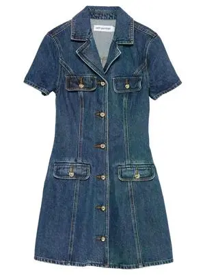 SELF-PORTRAIT Button-Fastening Denim A-Line Dress