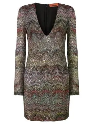 Missoni Sequin-embellished Zigzag Mini Dress - Neutrals
