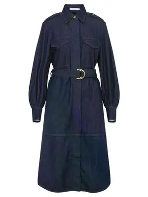 Zimmermann Belted Denim Shirt Dress - Blue