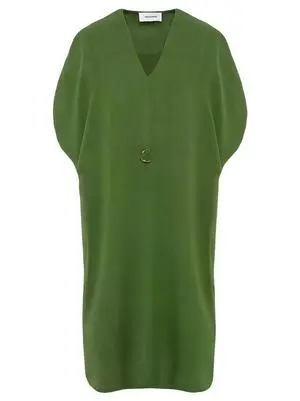 YVES SALOMON Draped Twist-front Midi Dress - Green