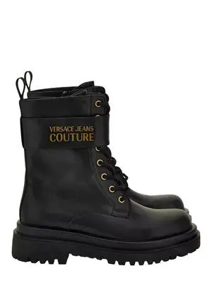 Versace Lace-up Strap Boots - Black