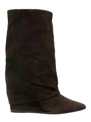 THE SELLER 90mm Slouchy Pointed-toe Boots - Brown