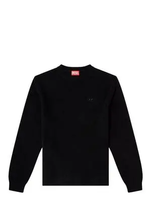 DIESEL® Embroidered Cutout Logo Crew-neck Sweater - Black