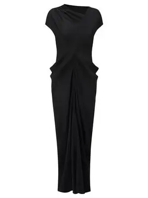 OUDE WAAG Asymmetrical Draped Midi Dress - Black
