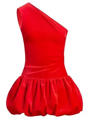 PATOU One-shoulder Balloon-hem Mini Dress - Red