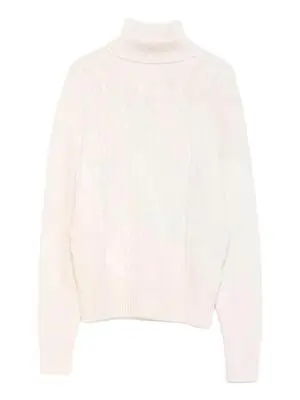 ALLUDE Cable-knit Turtleneck Sweater - Neutrals