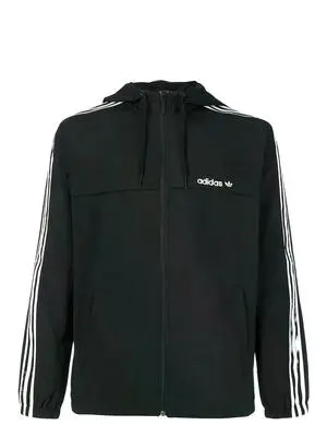 Adidas Originals Three Stripe Windbreaker Jacket - Black