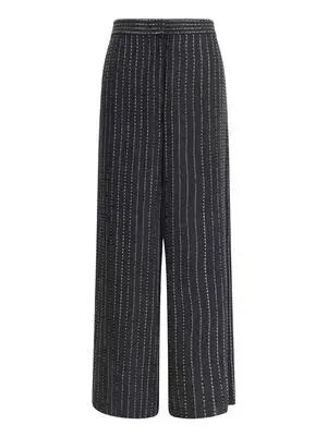 Giorgio Armani Sequin-embellished Pinstripe Trousers - Black