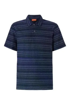 Missoni Chevron-pattern Polo Shirt - Blue