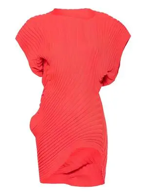 Issey Miyake Ribbed-knit Short-sleeved Top - Red