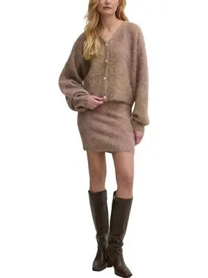 GESTUZ Faux-pearl-button Alpaca-blend Cardigan - Brown