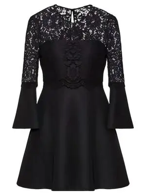 Valentino Garavani Lace-paneled Flared Dress - Black