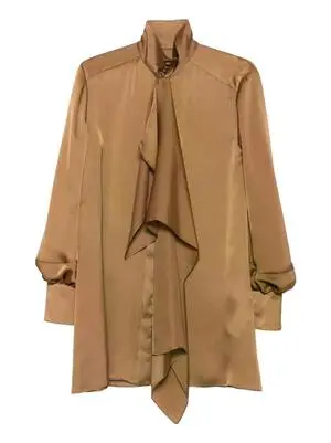 Sacai High-neck Ruffled Shirt - Brown