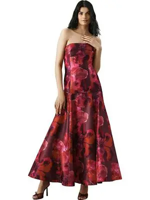 HUTCH Maria Strapless Floral Maxi Dress - Red