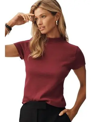 Maeve The Blair Stretch Cotton Short-sleeve Tee - Beetroot