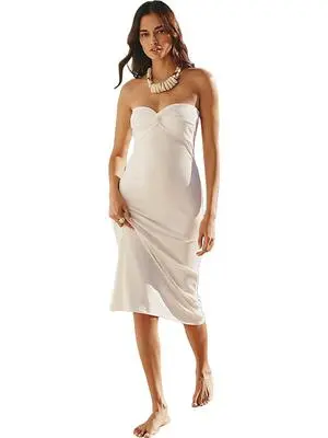 L*Space Lisette Strapless Twist-front Midi Dress - Cream