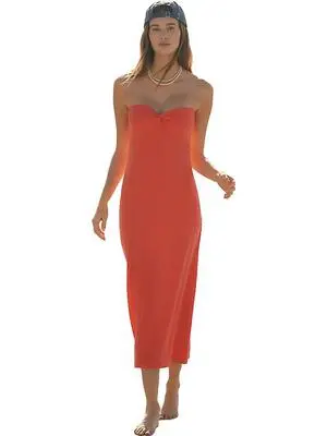 L*Space Lisette Strapless Twist-front Midi Dress - Red
