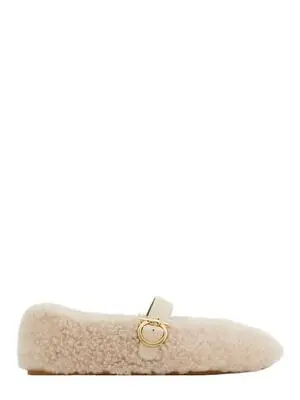 FERRAGAMO Shearling Ballet Flat - Gold