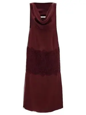 FERRAGAMO Silk Slip Dress With Lace Detail - Burgundy