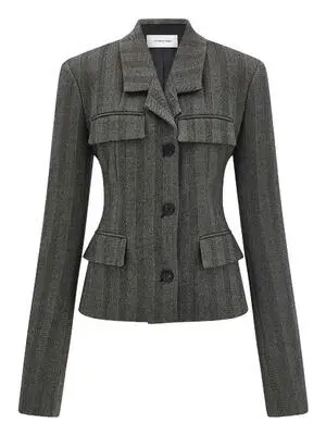 FERRAGAMO Single-Breasted Blazer In Chevron Multicolor