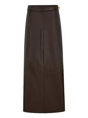 FERRAGAMO Longline Nappa Leather Skirt - Brown