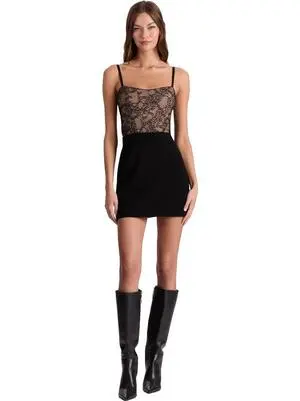 Alice + Olivia Carla Lace Corset Mini Dress - Black