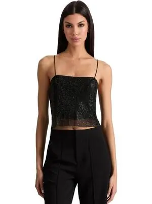 Alice + Olivia Grazi Chainmail Top - Black